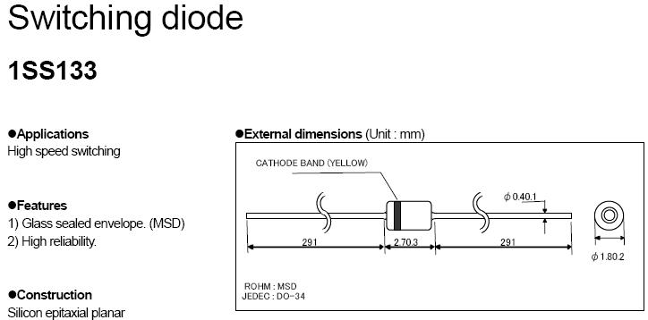 1SS133T-77 ROHM 芯片 下载 PDF 规格书 资料 - Sumzi Electronics Co., Ltd